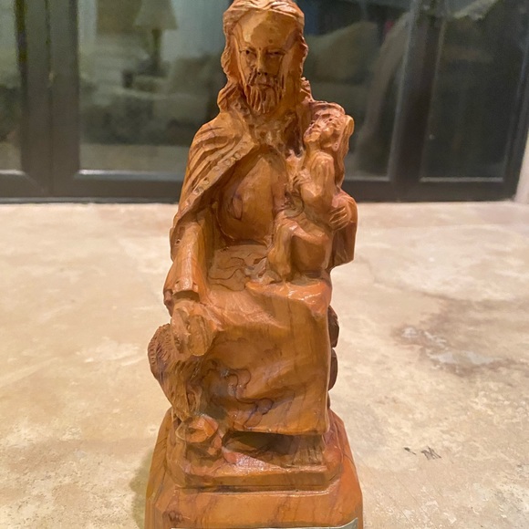 Accents | Vintage Hand Carved Wood Lord Is My Shepherd Holy Land Statue ...
